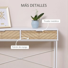 HOMCOM Úzký konzolový stolek do předsíně s 2 zásuvkami, design s vyřezávanými liniemi, moderní styl pro chodbu, obývací pokoj a ložnici 100x30x75 cm …