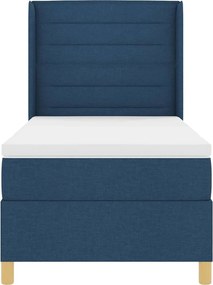 Postel s boxspringem s matrací s čelo Modrá 90 x 200 cm textil 3341755