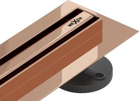 Mexen Flat 360° Slim, lineární podlahový žlab 50 cm, růžové zlato, 1641050