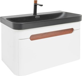 Koupelnová skříňka s umyvadlem a baterií SAT Fusion 77,5x43x45 cm bílá matná mat SATFUSION80WBKMBA