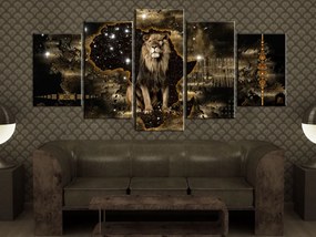 Obraz Zlatý lev (5-dílný) široký