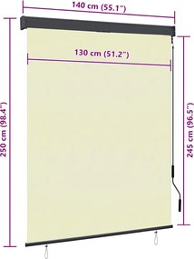 vidaXL Marketos Venkovní roleta 140 x 250 cm krémová