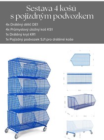 FEROPLAST spol. s.r.o Průmyslový úložný koš KS1, kompletní set 4 košů na kolečkách