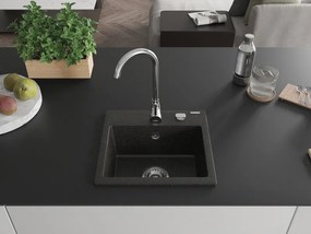 Mexen Milo - dřez granitový 43,5x41,0cm, 1-komorový, černá-zlatá, 6505441000-75