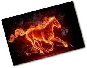 Wallmuralia Kuchyňská deska skleněná Kůň v plamenech 80x52 cm
