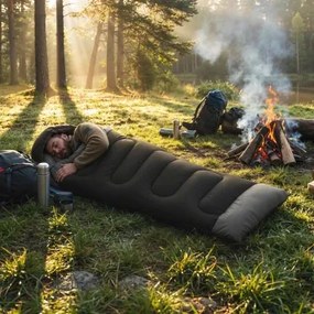 Outsunny lehký kompaktní spací pytel pro dospělé, 3 sezóny, vodotěsný, přenosný, malá velikost, pro kempování, černý