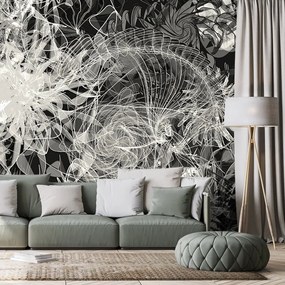 Tapeta černobílé umění abstrakce - 300x200 cm