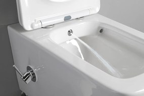 Sapho, PORTO závěsná WC mísa Rimless, integrovaná baterie a bidetová sprška 36x52 cm, bílá, PZ102RX