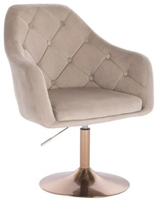 LuxuryForm DESIGN Otočné křeslo ANDORA VELUR na zlatém talíři - latte