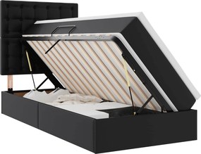 Postel s úložným prostorem s čelo Černá 100 x 200 cm Umělá kůže 3371653