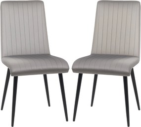HOMCOM 2 ks Čalouněné jídelní židle s velurovým efektem, kuchyňské židle se ocelovými nohami a úsporným designem, 43x58x90 cm, šedé a černé | Aosom