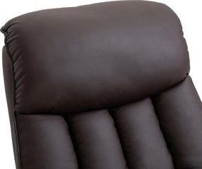 HOMCOM elektrické křeslo se stojanem TV křeslo se stojanem, polohovací s funkcí sklápění, imitace kůže, hnědá, 80 x 94 x 104 cm| Aosom