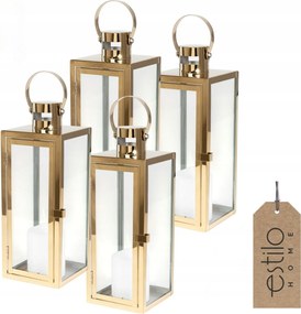 Set 4x Lampion Zlatý Velký Glamour Kovový na terasu do obývacího pokoje 63 cm
