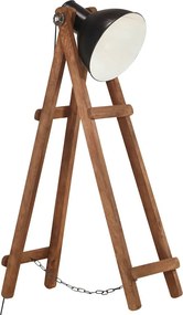 Stojací lampa černá E27 masivní mangovníkové dřevo 320589