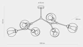 Přisazený lustr FAIRY 6xE27/60W/230V černá