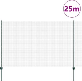 Svařovaná drátěná plotovina s tyčkami 25 x 1,5 m Zelená 3336493