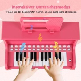 Costway 25 Keys Mini Digital Piano se stoličkou Dětské piano s nastavitelnou