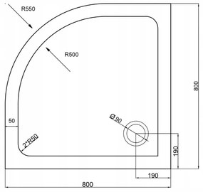 BPS-koupelny Čtvrtkruhový sprchový kout HYD-RK94A 80x80 cm chrom/transparent + vanička HYD-RSV-ST01A bílá