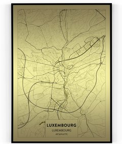 Obraz Mapa Luxembourg 30 x 40 cm - napnuté plátno na dřevěném rámu