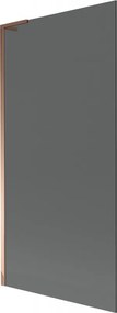 Mexen Next L, 1-křídlová vanová zástěna 90 x 150 cm, 6mm šedé sklo, růžové zlato profil, 895-090-000-03-40-60