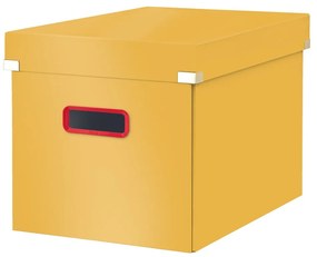 Žlutý kartonový úložný box s víkem 32x36x31 cm Click&amp;Store – Leitz