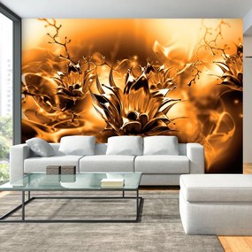 Samolepící fototapeta - Olejový květ (oranžová) 98x70