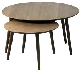 Hnědé kulaté konferenční stolky v dekoru dubu v sadě 2 ks ø 88 cm Adda – Unique Furniture