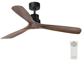 FARO Barcelona FARO 33516DC-Stropní ventilátor LANTAU černá/hnědá pr. 132 cm + dálkové ovládání 33516DC