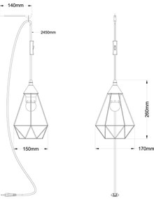 Globo 15745 - Lustr do zásuvky ZACHARY 1xE27/60W/230V