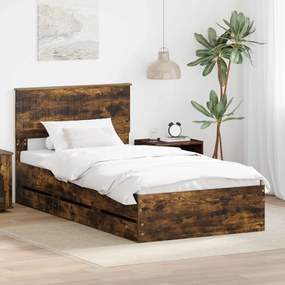 Rám postele s čelo Kouřový dub 100 x 200 cm Inženýrské dřevo 3410739