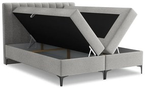 Světle šedá boxspring postel s úložným prostorem 140x200 cm Puhala – Makamii