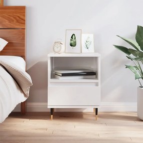 Noční stolek bílý s vysokým leskem 40x35x50 cm kompozitní dřevo - Default Title