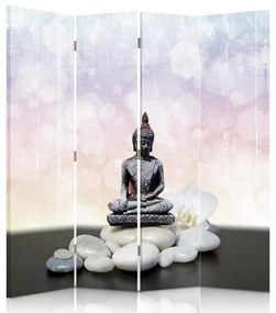 Ozdobný paraván Kameny zenového Buddhy - 145x170 cm, čtyřdílný, klasický paraván