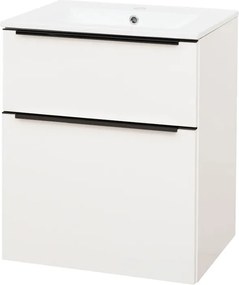 Mereo Mereo, Mailo, koupelnová skříňka s keramickým umyvadlem 61 cm, bílá, dub, antracit, CN540B