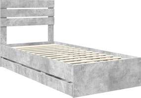 Rám postele s čelo Betonově šedá 90 x 200 cm Inženýrské dřevo 3411531