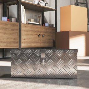 HOMCOM Úložný Box - Hliníková Toolbox - Hliníkový Box na Nářadí s Klíčovým Zámkem 50L x 15,5Š x 20,5V cm - Stříbrný