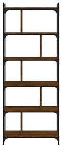 Knihovna s 6 policemi hnědý dub 76x32x192 cm kompozitní dřevo