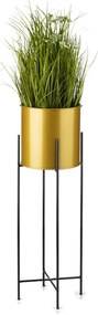 KOVOVÝ KVĚTINÁČ SE STOJÁNEM GLAMOUR 75X24 CM ZLATÁ/ČERNÁ