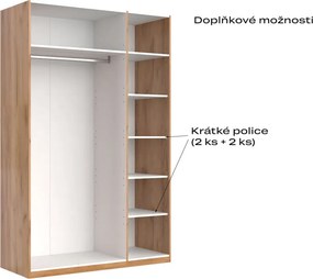 Skříň 3D bez zrcadel série N, dub kraft / bílá Asti