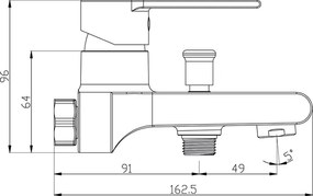 Mereo Mereo, Vanová nástěnná baterie, Dita, 150 mm, bez příslušenství, chrom, CBE90103D