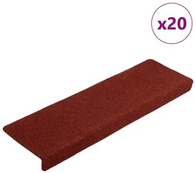 Schodové rohože samolepicí 20 ks 65 x 21 x 4 cm bordó červená s obdélníkovým okrajem 3365719