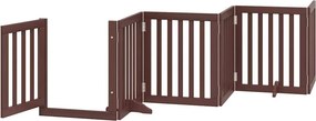 Zábrana pro psy s dvířky skládací 9 panelů hnědá 450 cm topol 3155659