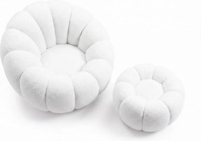 Designové křeslo BLOOM s taburetem, bílá
