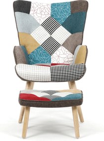 Relaxační křeslo ušák LYRO - patchwork látka