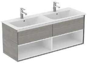 Ideal Standard Connect Air - Skříňka pod dvojumyvadlo, 1300x440x517 mm, dekor šedý dub/bílá mat E0831PS