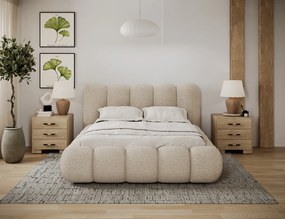 Postel Oloroso 140x200 s kovovým roštem a úložným prostorem, hnědé bouclé