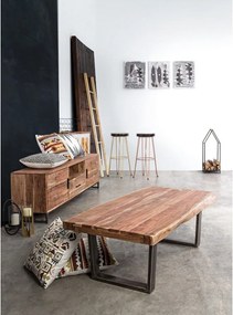Černý/v přírodní barvě konferenční stolek s deskou z akácie 70x120 cm Elmer – Bizzotto