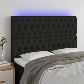Čelo postele s LED černé 144x7x118/128 cm textil 3122760