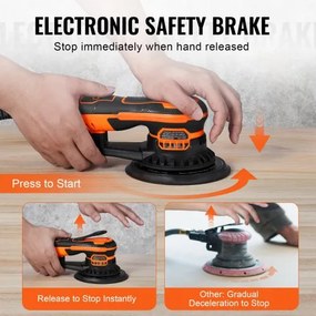 Random Orbital Sander 15,2 cm Palm Sander 10 ks brusných papírů 6 proměnných