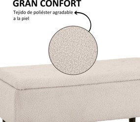 HOMCOM úložná lavice do ložnice s kapacitou 47 l, odklápěcí víko a dřevěné nohy, nosnost 120 kg, 95x38x45 cm, béžová